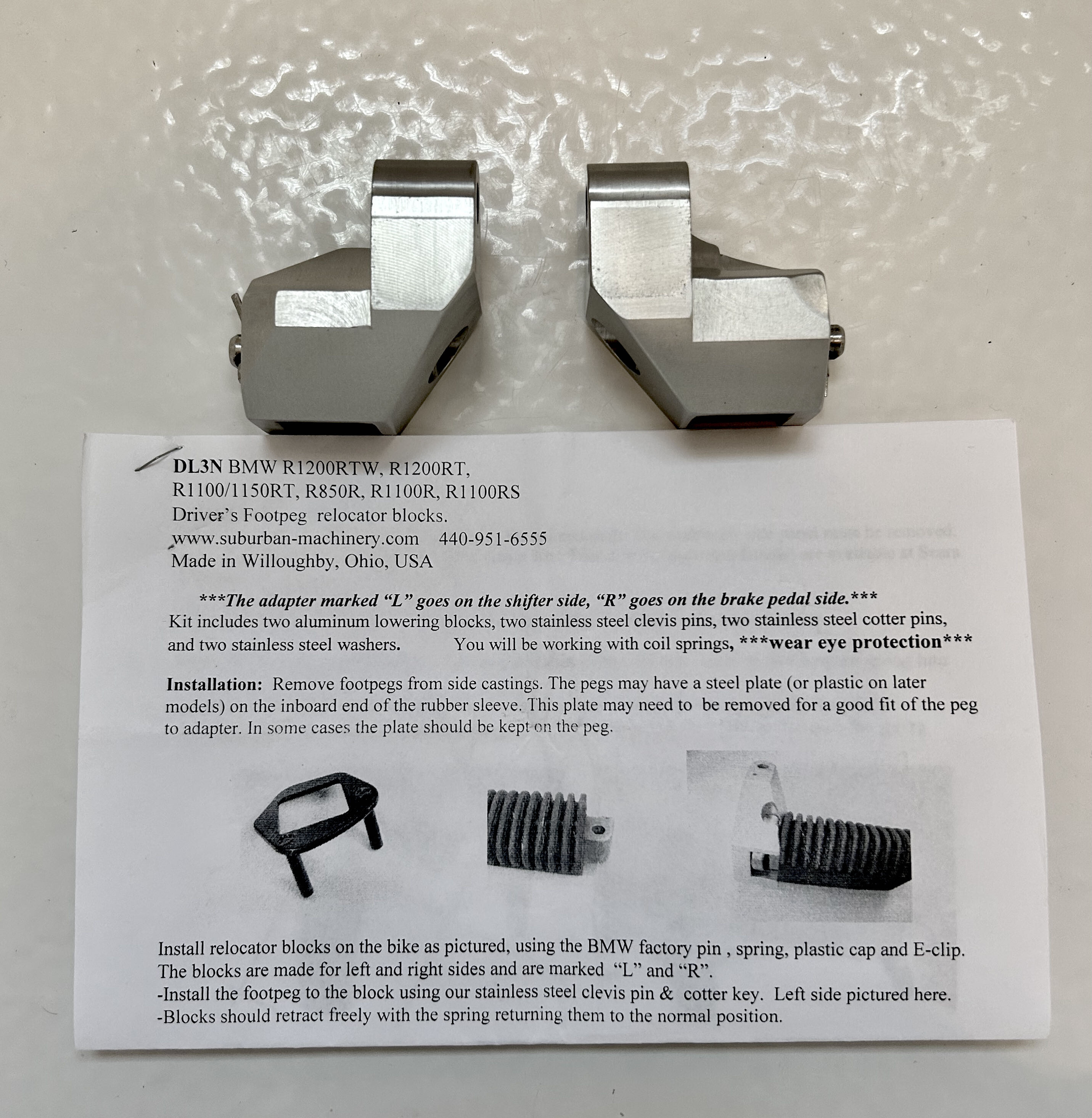 Suburban Machinery Footpeg Lowering Kit DLN3N for R1100RT R1150RT ...